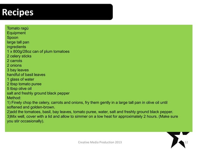 Recipe card design pro forma | PPTX