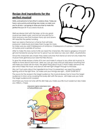 Recipe and ingredients for a perfect musical | DOCX