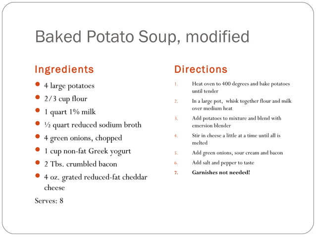 Recipe Modification: Small changes make a BIG difference | PPT