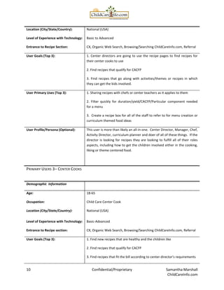 Recipe Module childcareinfo RFP | PDF