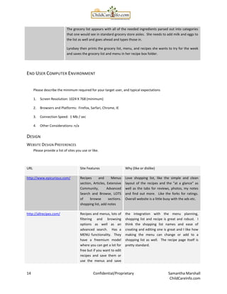 Recipe Module childcareinfo RFP | PDF