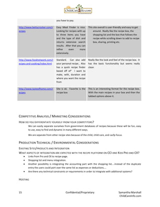 Recipe Module childcareinfo RFP | PDF