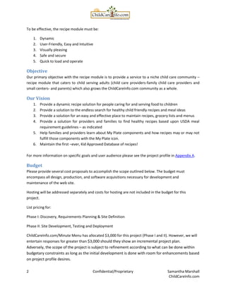 Recipe Module childcareinfo RFP | PDF