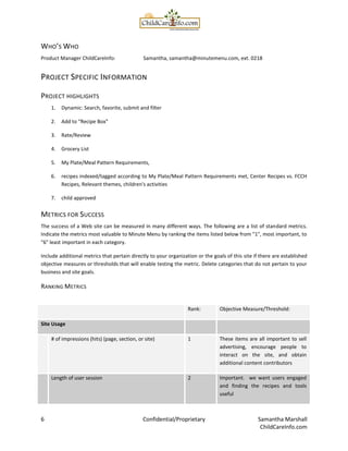 Recipe Module childcareinfo RFP | PDF