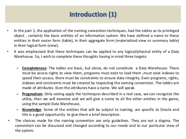 Recipes 8 of Data Warehouse and Business Intelligence - Naming conven…
