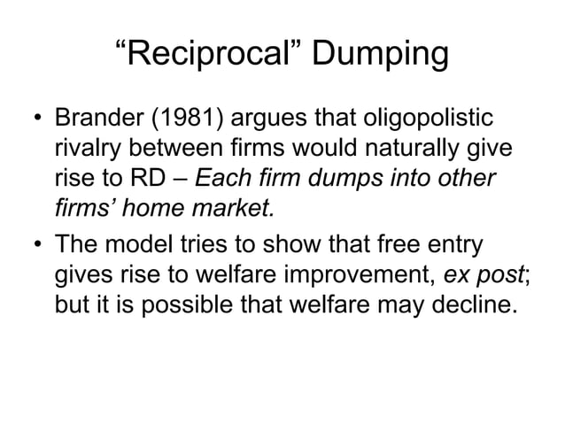 Reciprocal dumping model | PDF