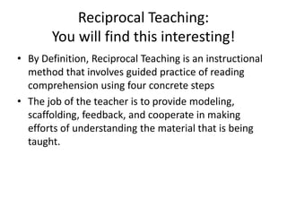 Reciprocal presentation for classroom use | PPT