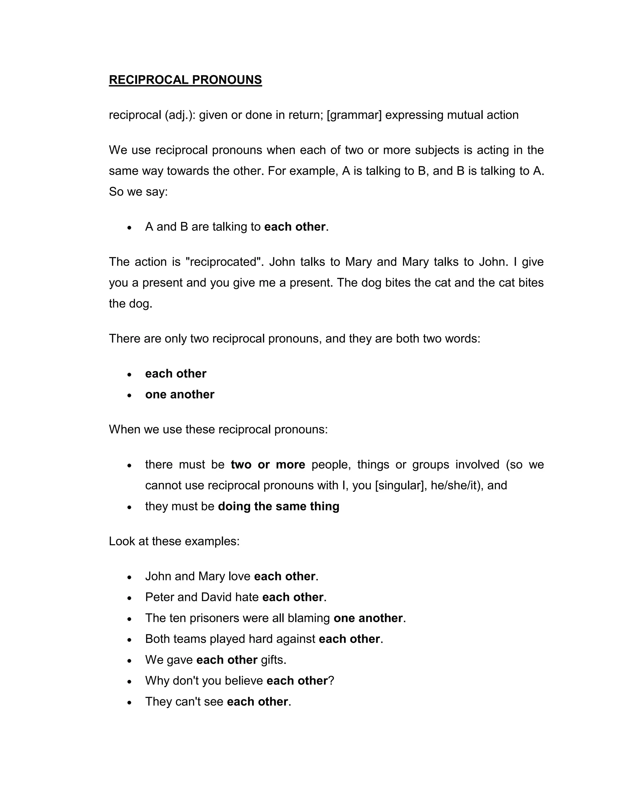 Reciprocal pronouns | DOCX