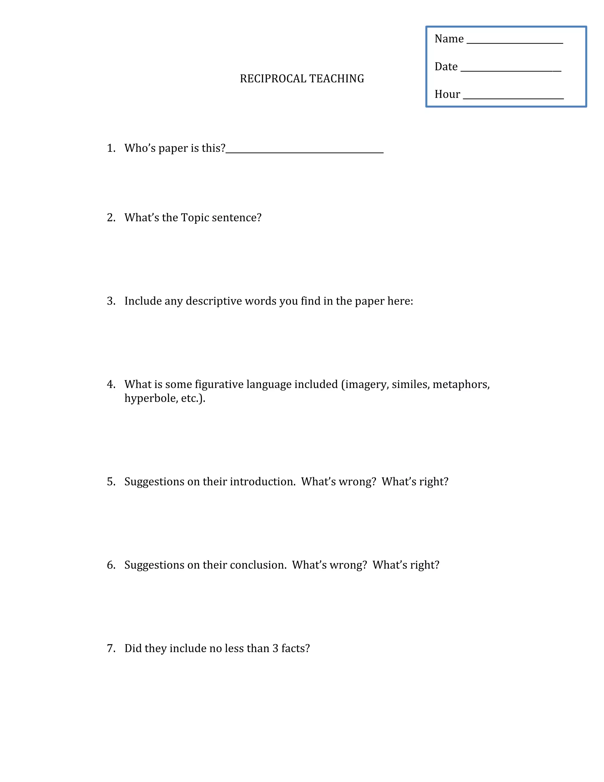 Reciprocal teaching | PDF