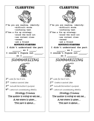 Reciprocal Teaching Bookmarks | PDF