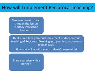 Reciprocal teaching day 1 | PPTX | Homework and Study | Education