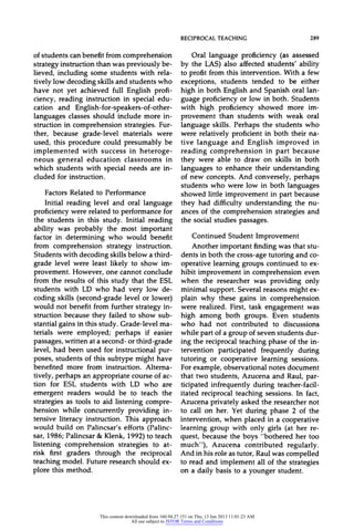 Reciprocal teaching klingner and vaughn | PDF | Special Education ...