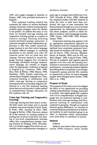 Reciprocal teaching klingner and vaughn | PDF | Special Education ...