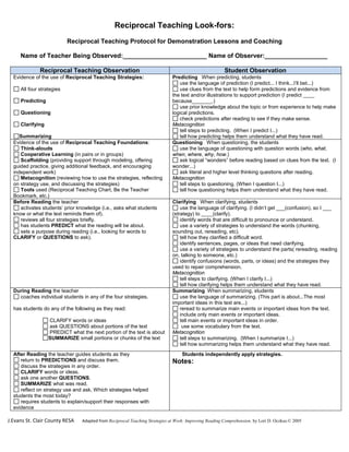 Reciprocal teaching look fors correct[1] | PDF