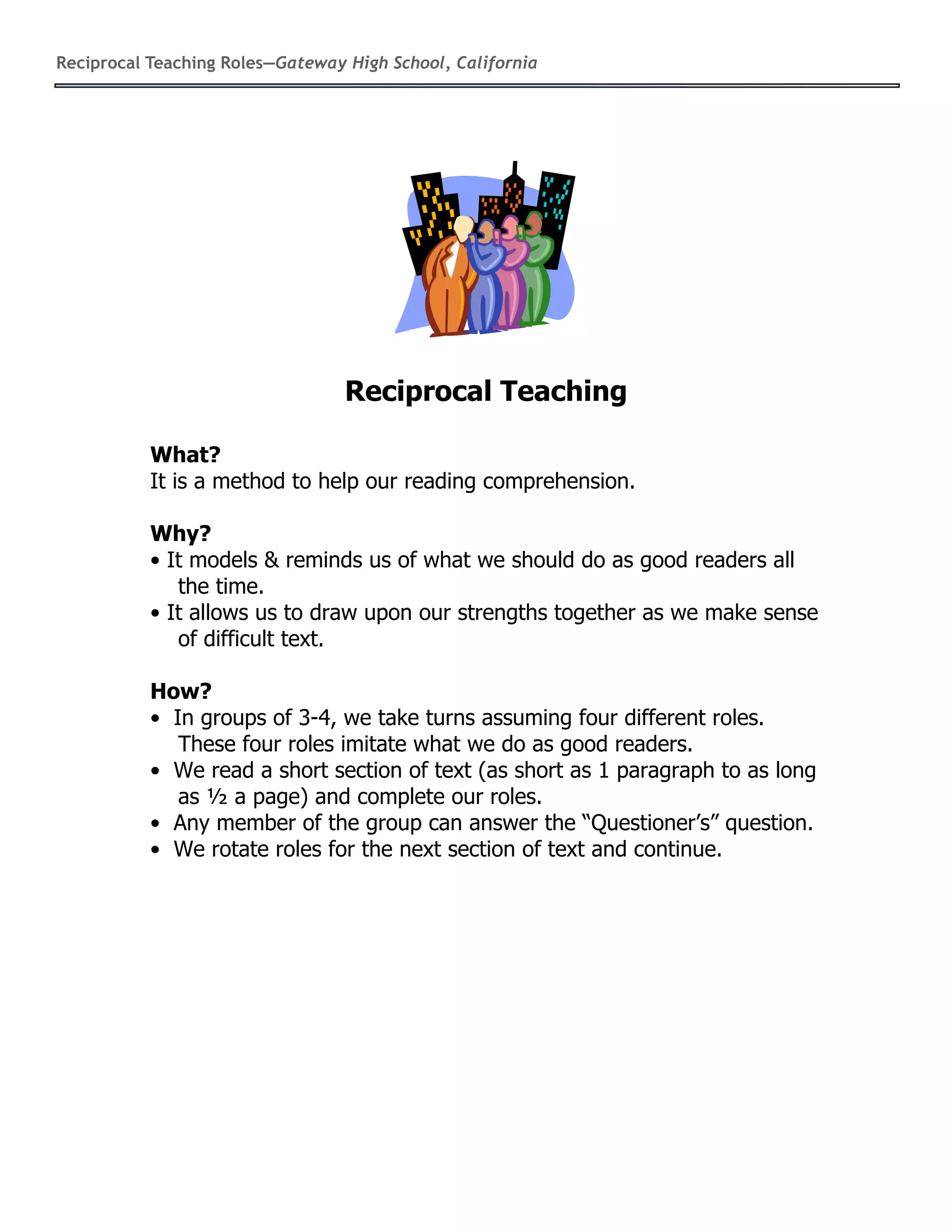 Day 2_Session I_Reciprocal teaching roles | PDF