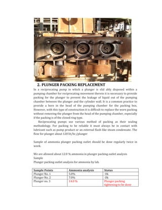Reciprocating ammonia feed pump maintenance | PDF