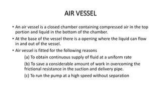 Unit IV Reciprocating pump with air vessel | PPTX