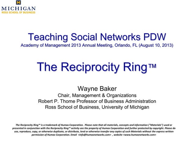 Reciprocity ring teaching social networks pdw ao m 2013 baker | PDF ...
