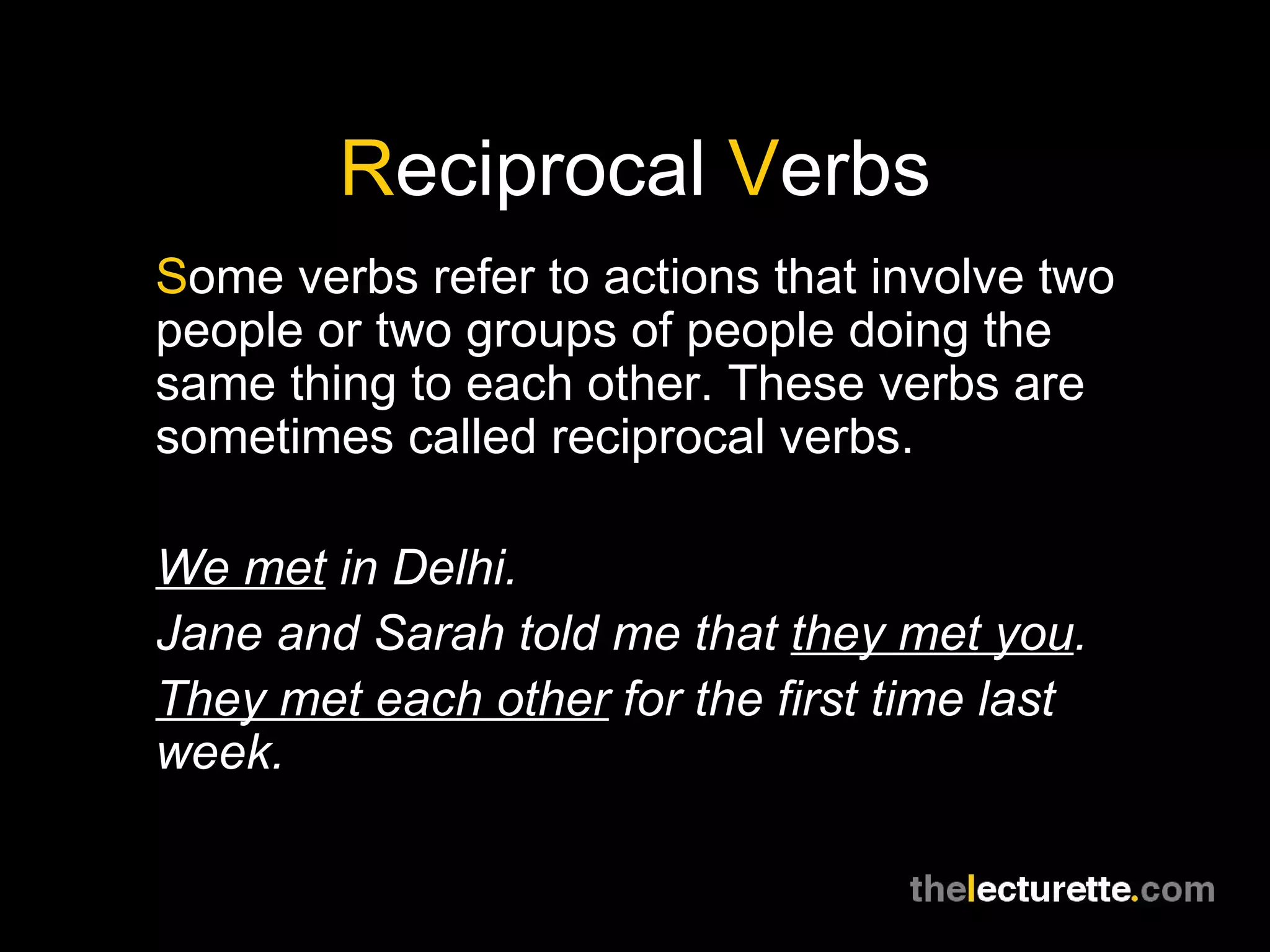 Reciprocal Verbs | PPT