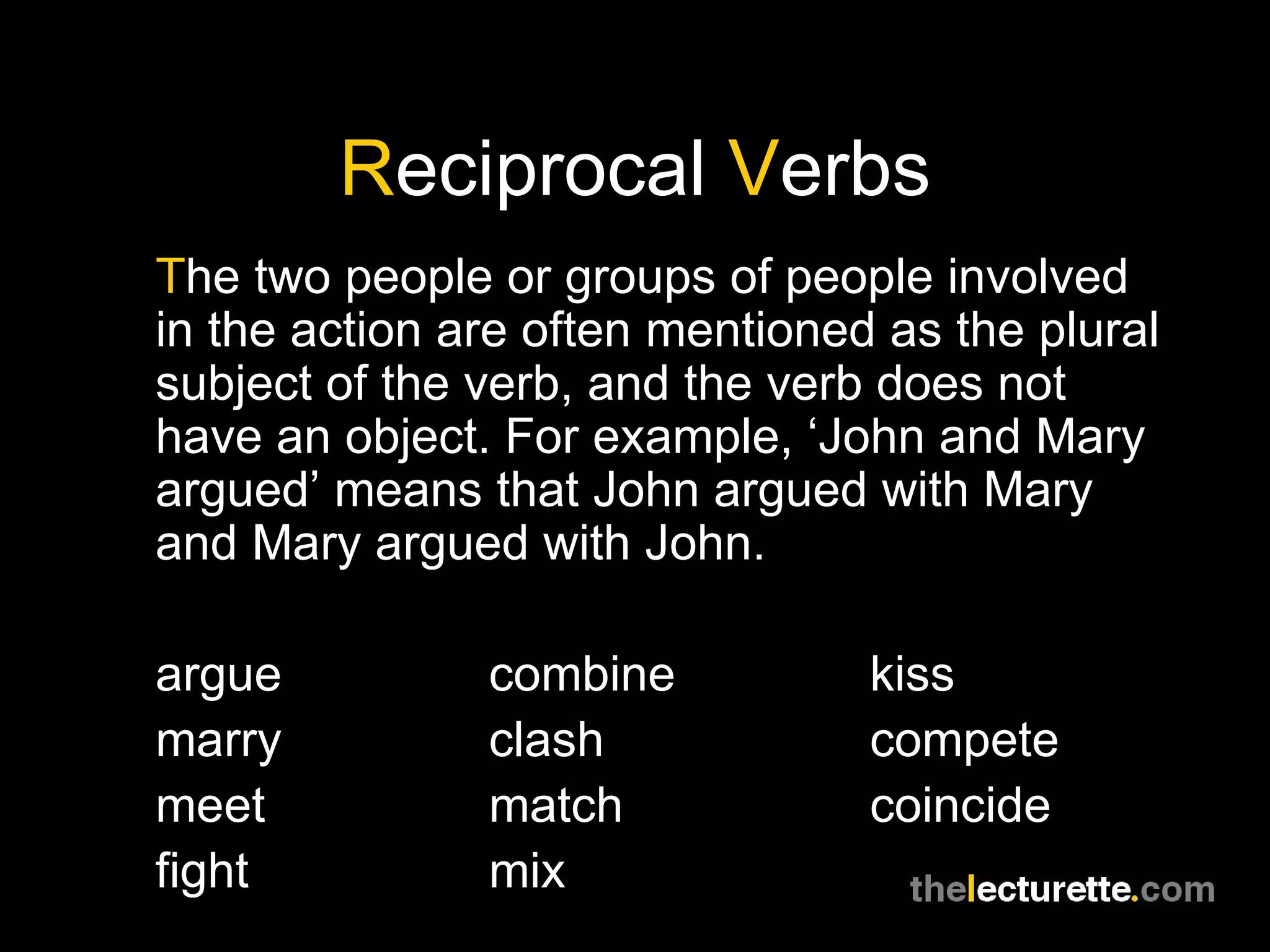 Reciprocal Verbs | PPT