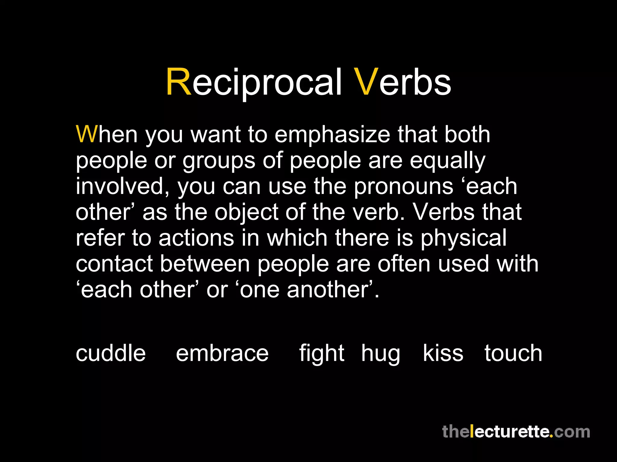 Reciprocal Verbs | PPT