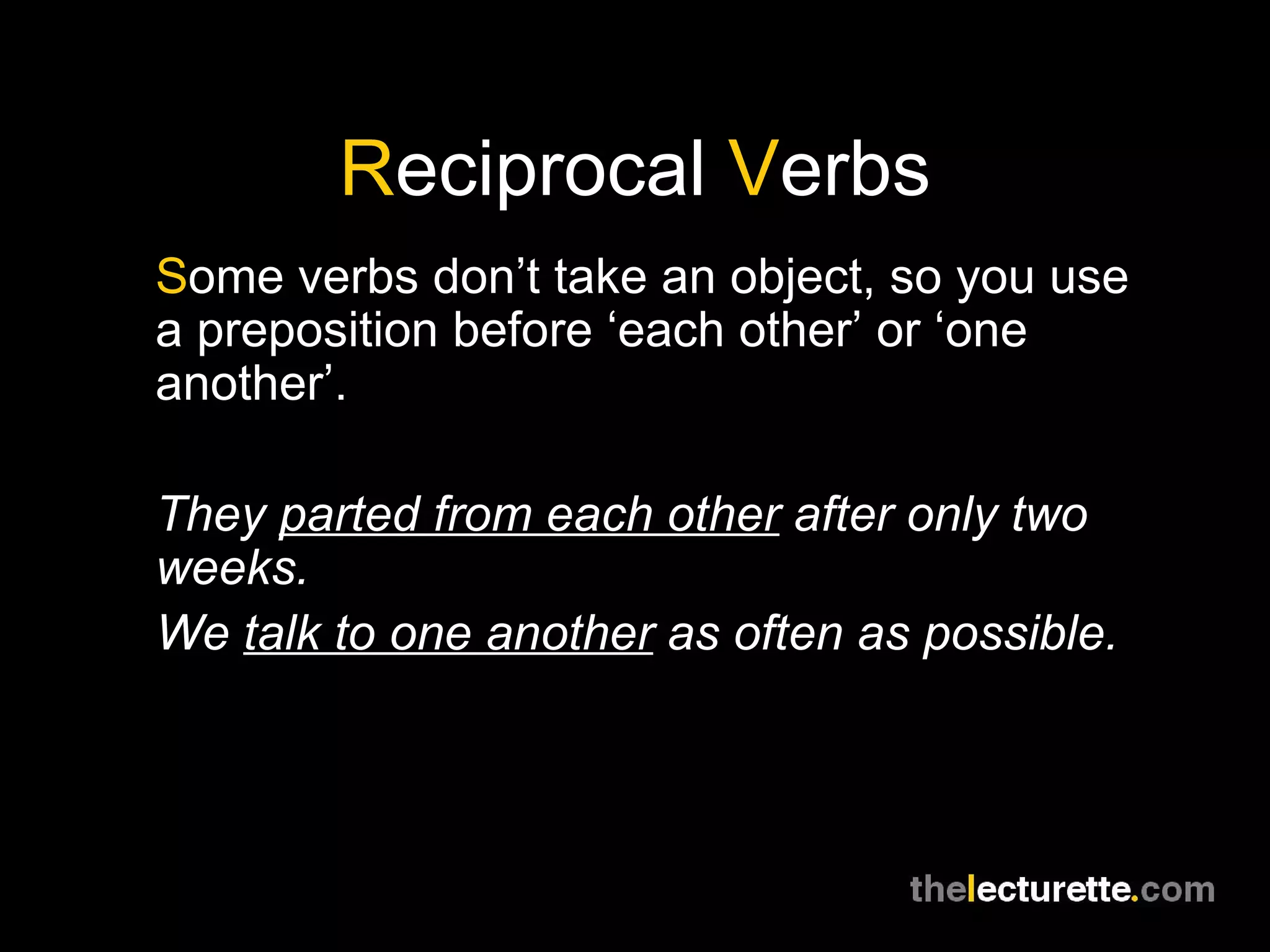 Reciprocal Verbs | PPT