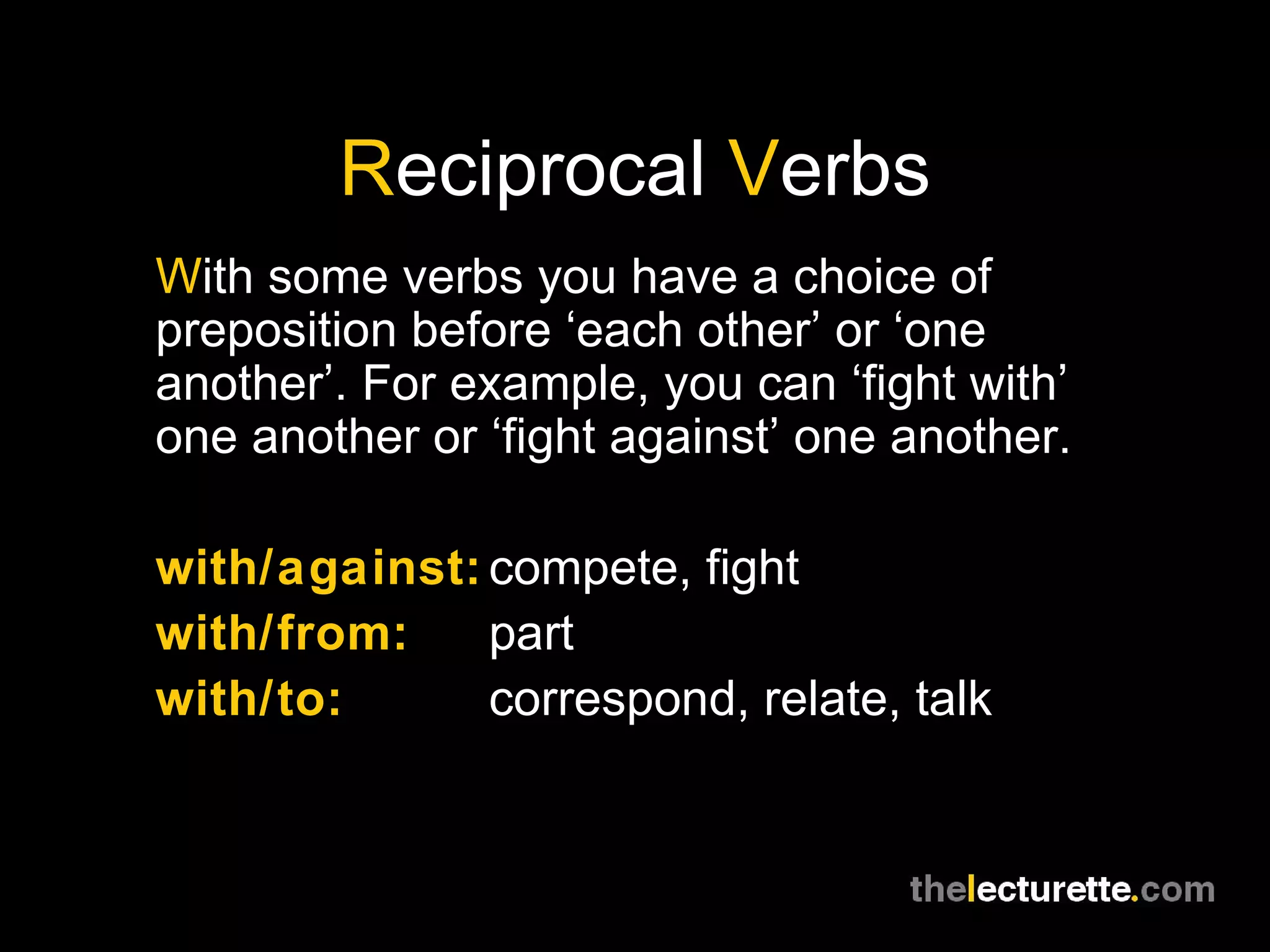 Reciprocal Verbs | PPT