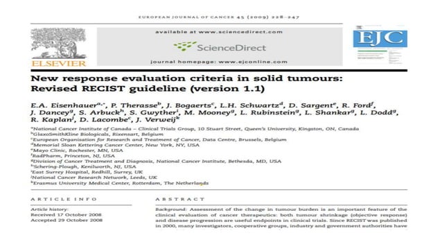 RECIST | PPTX | Cancer | Diseases and Conditions