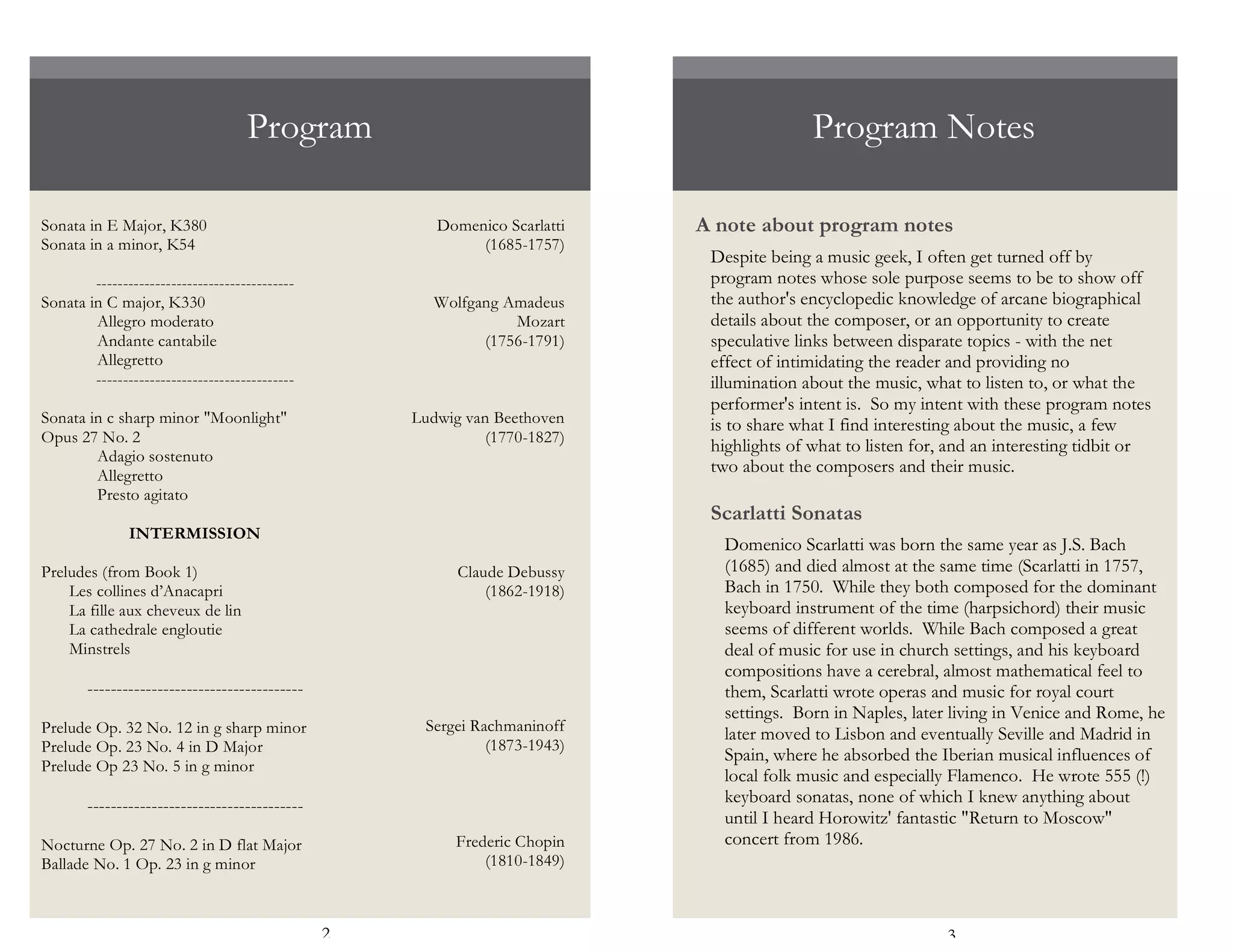 Recital 1.0 program booklet | PPT