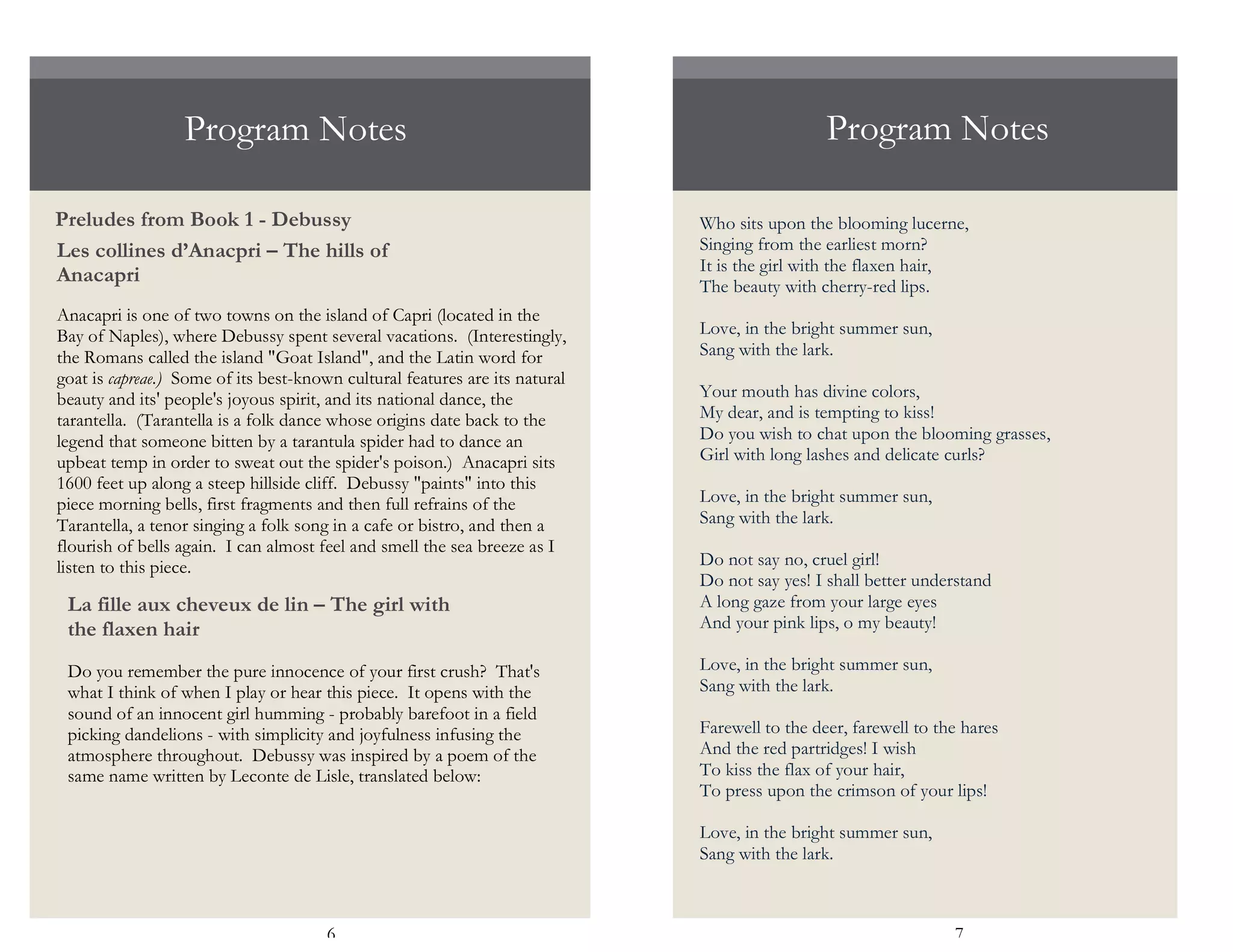 Recital 1.0 program booklet | PPT