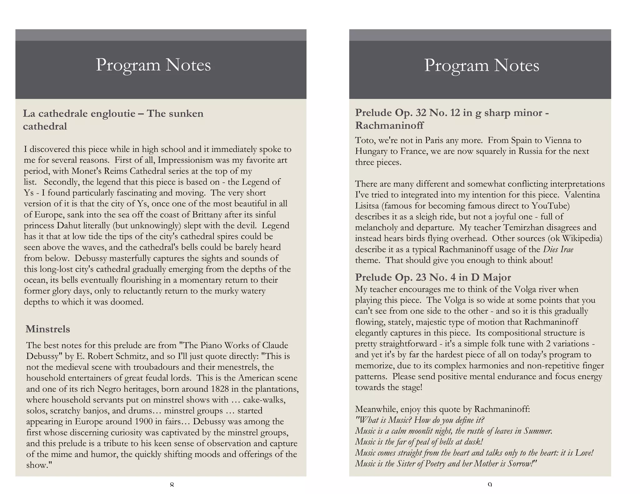 Recital 1.0 program booklet | PPT