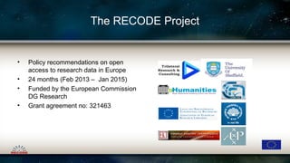 Introducing the RECODE project | PPT