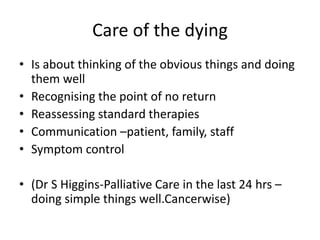 Recognising Dying in Older Persons Care (Presentation from Dublin ...