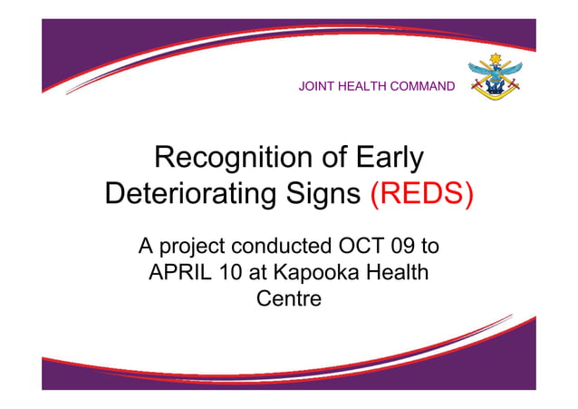 Recognising early deteriorating signs a project at kapooka health ...