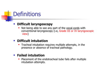 Recognition And Management Of Difficult Airway | PPT