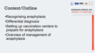Recognition and management of anaphylaxis post vaccination | PDF