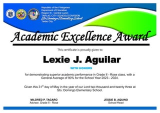 RECOGNITION CERTIFICATE SAMPLE FOR ELEMENTARY | PPT