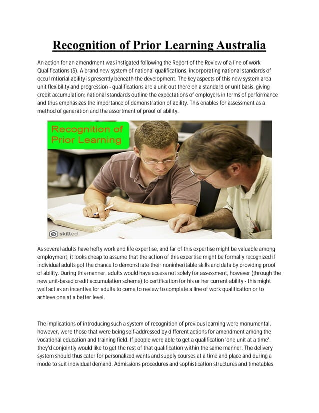 Recognition of prior learning | PDF | Education