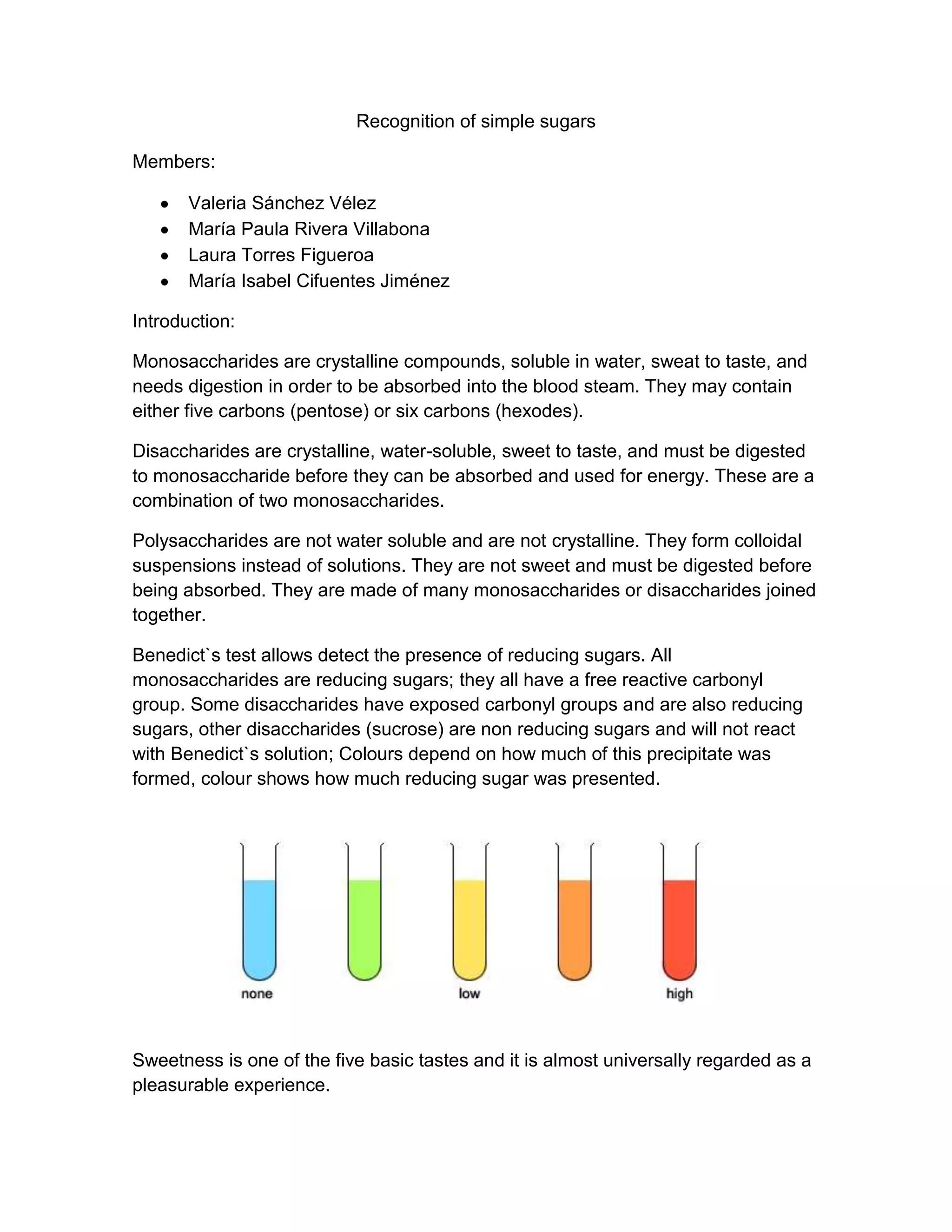 Recognition of simple sugars | DOCX
