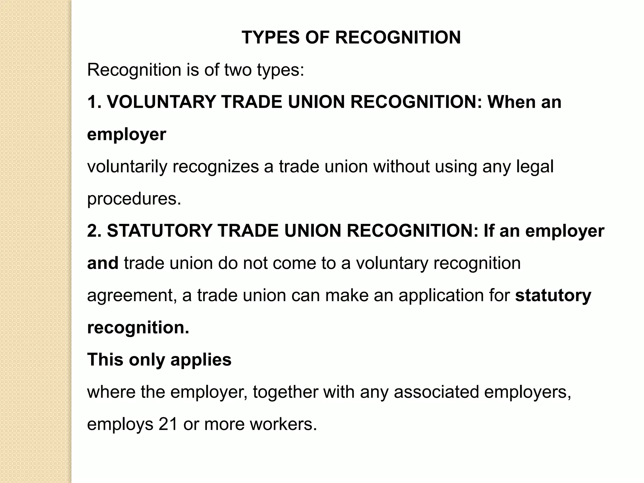 Recognition of trade union | PPTX