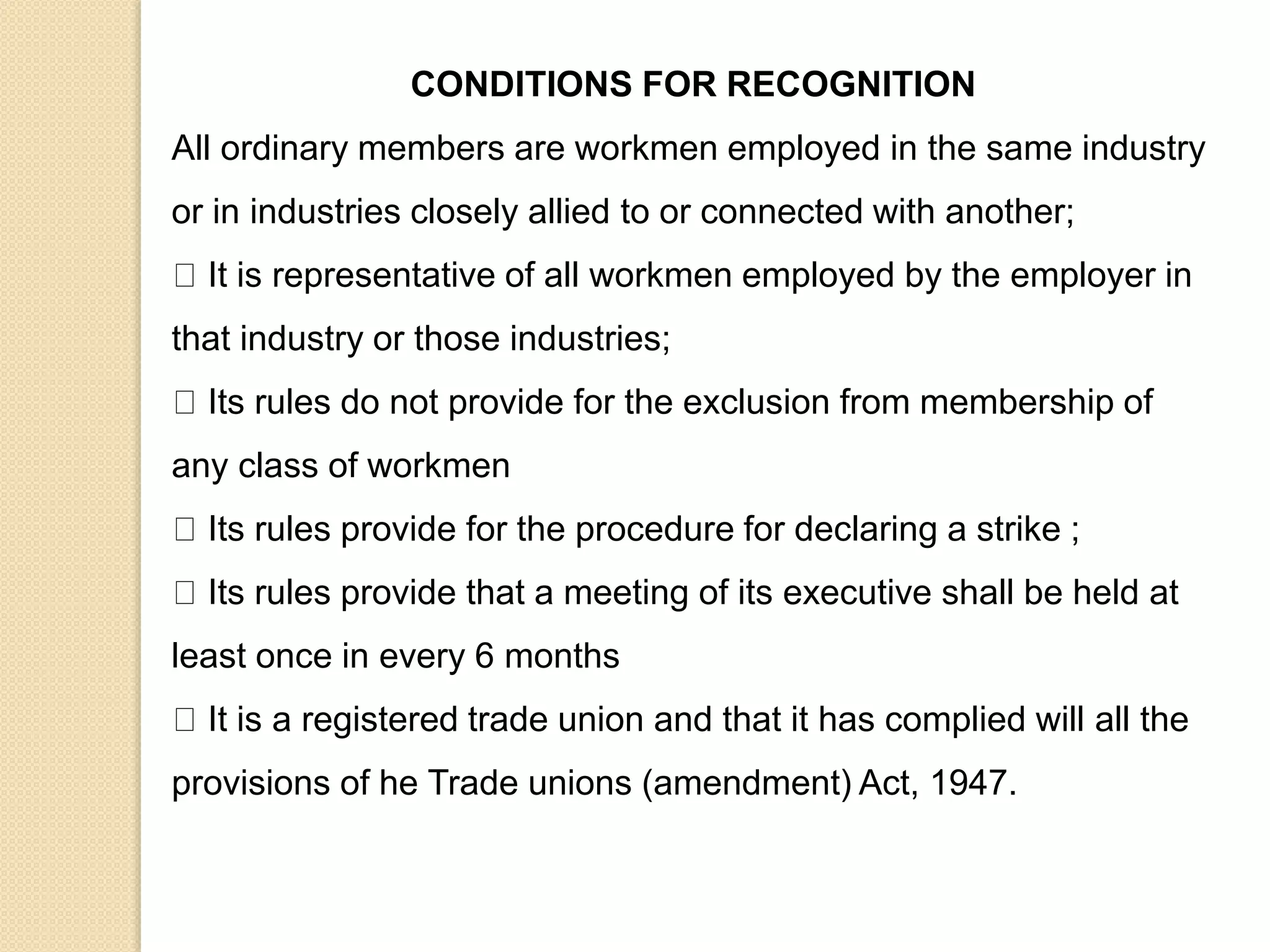 Recognition of trade union | PPTX