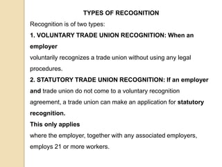 Recognition of trade union | PPTX