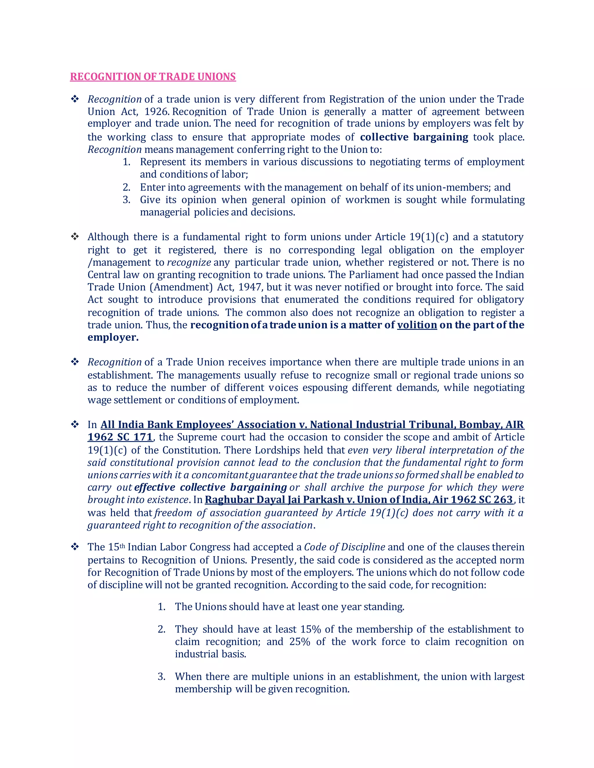 Recognition of trade unions | DOCX