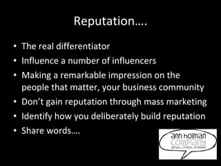Recognition to Reputation | PPT