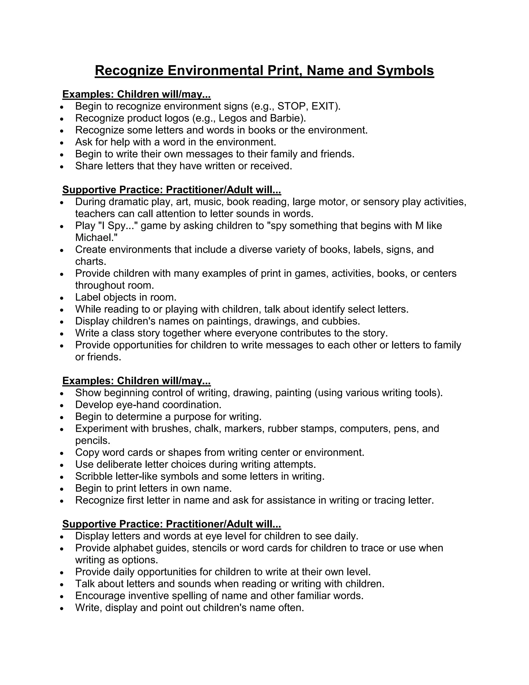 Recognize environmental print | DOCX