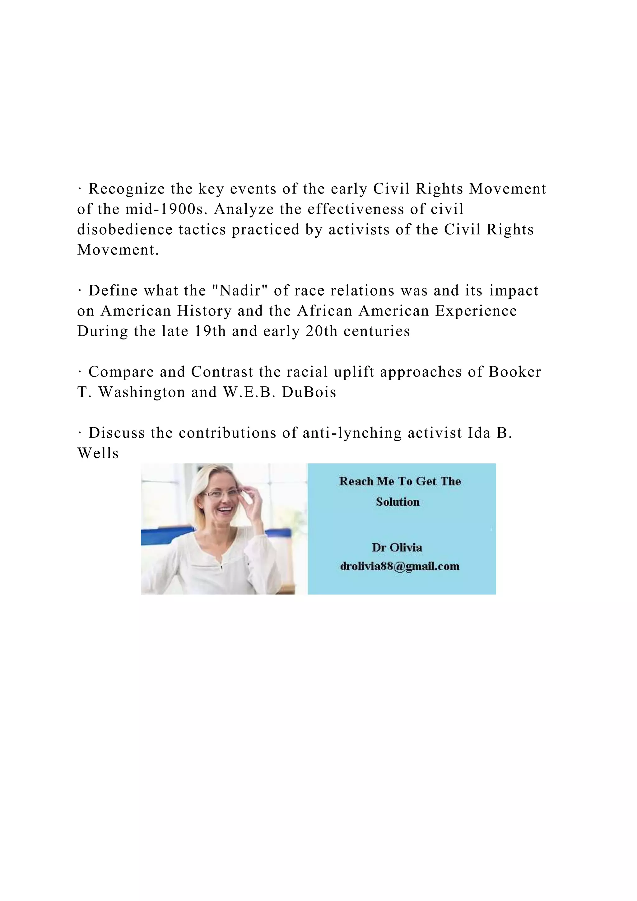 · Recognize the key events of the early Civil Rights Movemen.docx