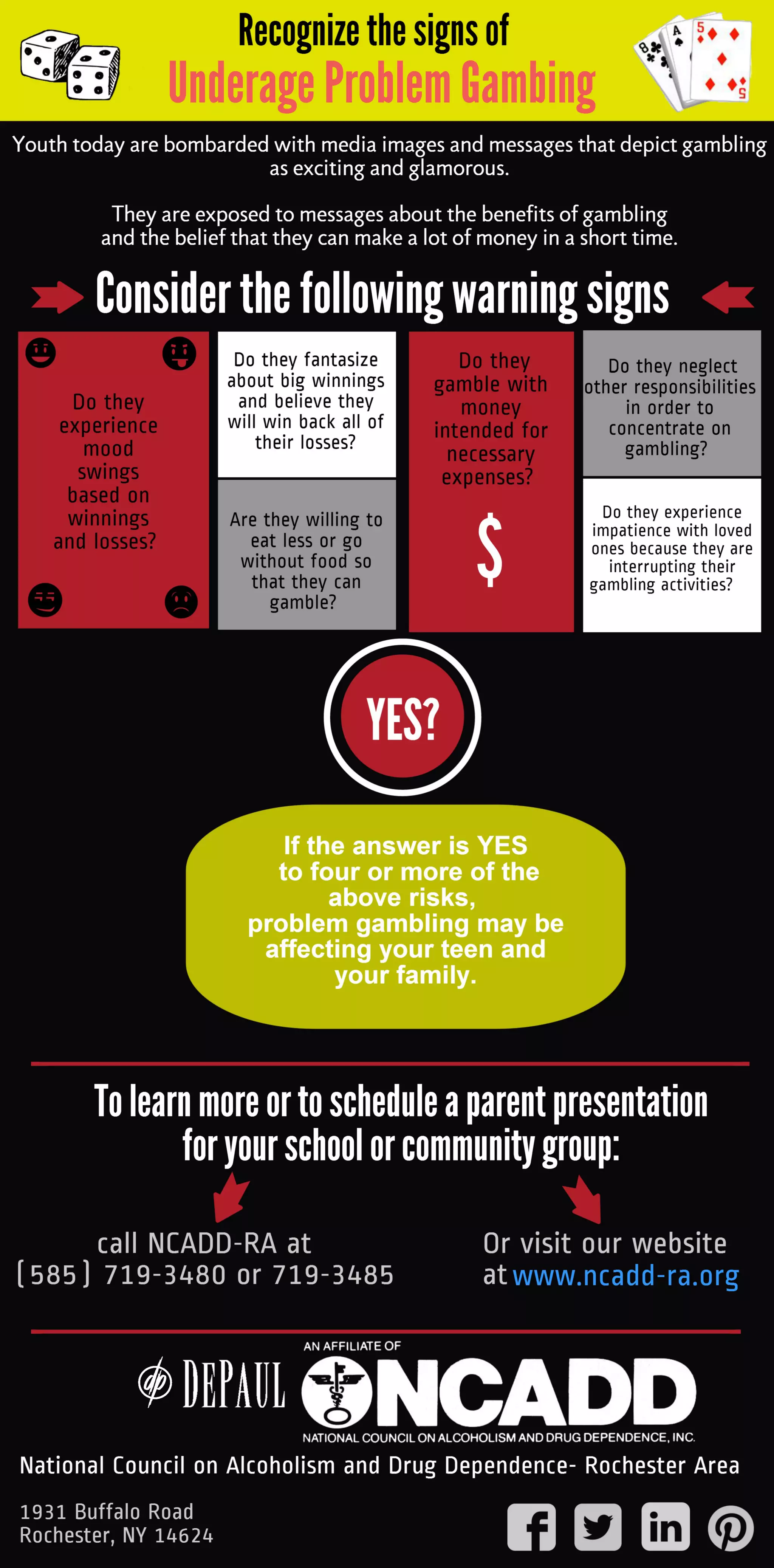 Recognize the signs of Underage Problem Gambling (Infographic) | PDF