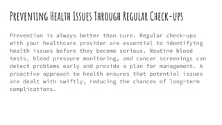 Recognizing and Preventing Early Health Signs for Better Well-being | PDF
