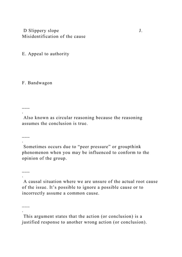 Recognizing Fallacies Constructing sound arguments requires .docx | Science