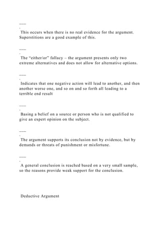 Recognizing Fallacies Constructing sound arguments requires .docx